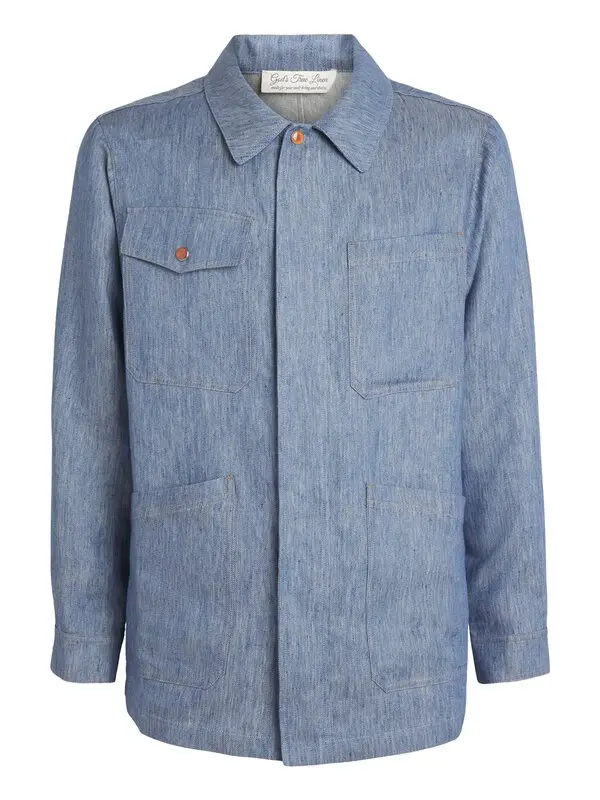 GOD'S TRUE CASHMERE Linen-denim Jacket - Blue