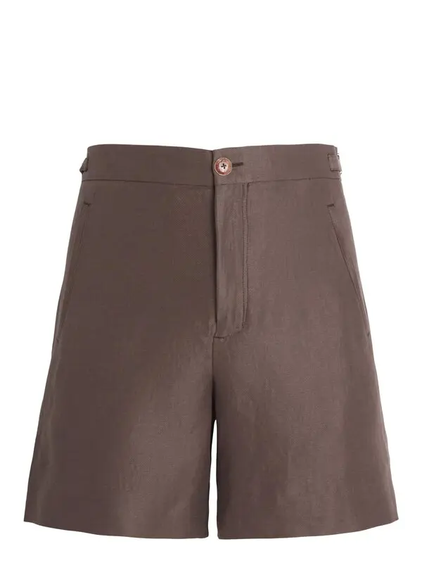 GOD'S TRUE CASHMERE Linen Shorts With Sunstone Detailing - Brown