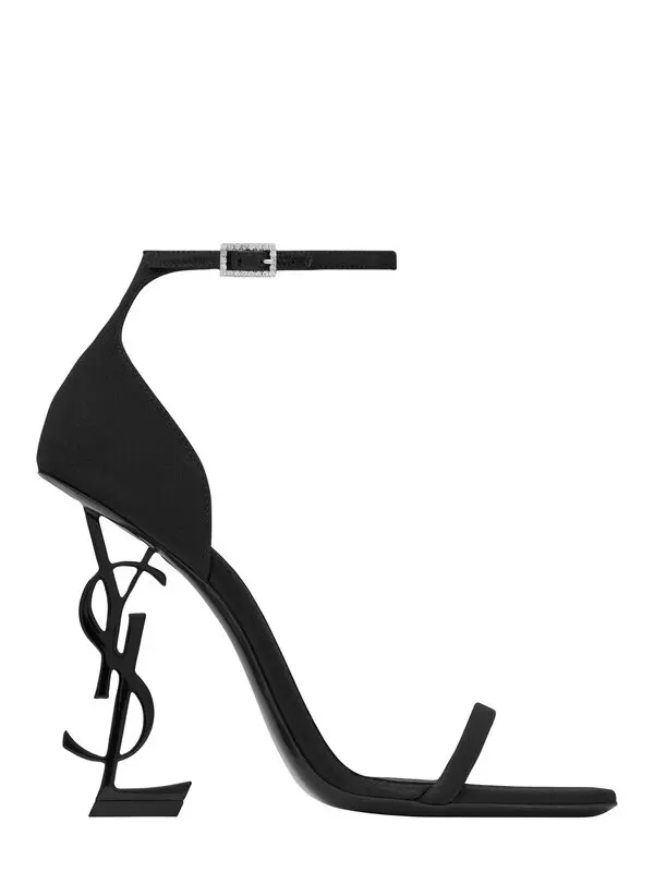 Saint Laurent Silk Opyum 110 Sandals - Black