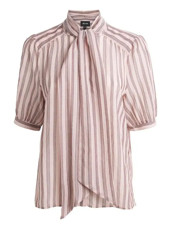 ME+EM Cotton Voile Pussybow Blouse - Pink