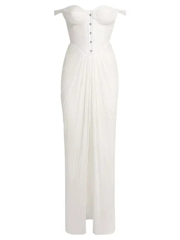 MARIA LUCIA HOHAN Silk Pleated Susie Maxi Dress - White