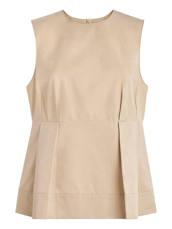 Vince Cotton-lyocell Blend Pleated Top - Beige