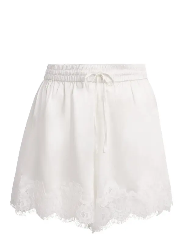 FLEUR DU MAL Lace-trim Stretch-silk Juliet Shorts - Ivory