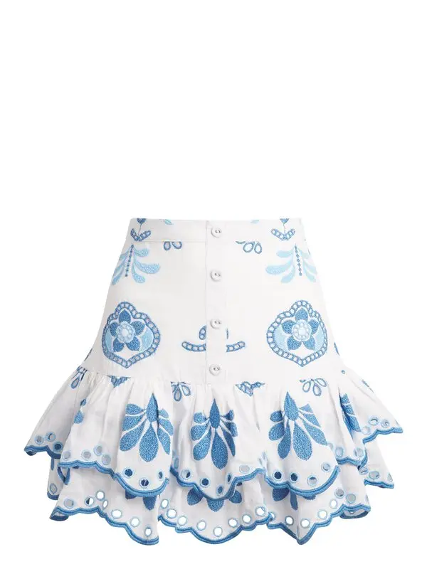 Charo Ruiz Ibiza Embroidered Leora Mini Skirt - White