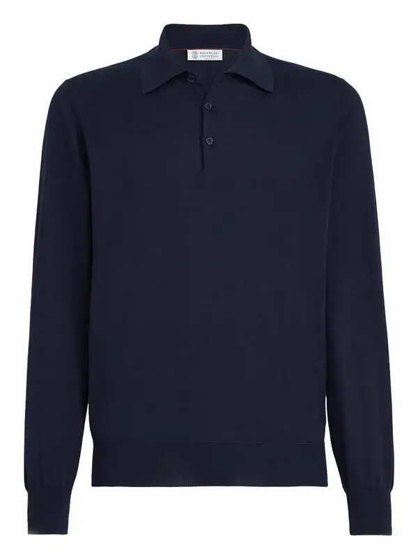 Brunello Cucinelli Cotton Polo Sweater - Blue