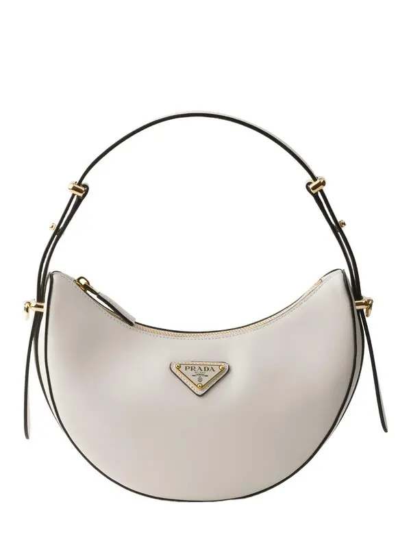 Prada Arqué Mini Leather Shoulder Bag - White