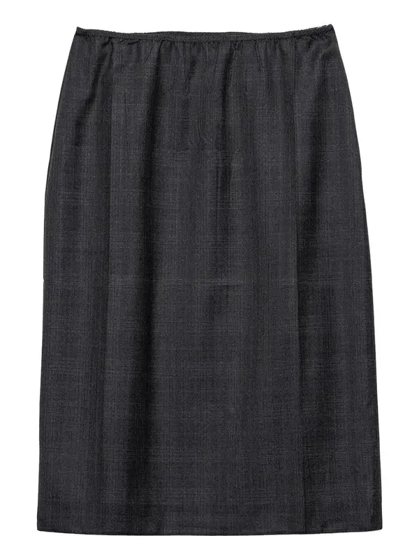 Prada Checked Wool Midi-skirt - Grey