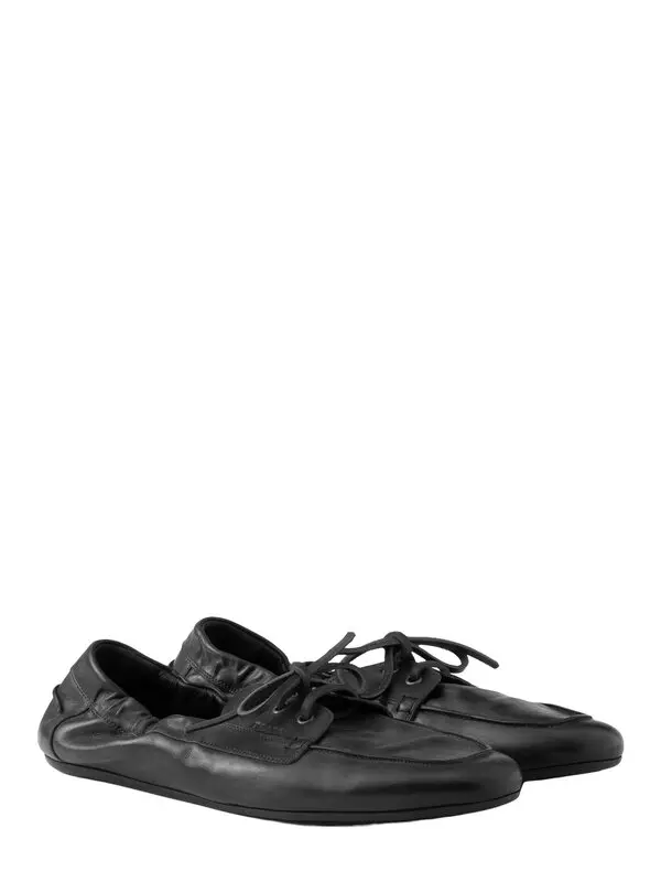 Prada Antiqued Leather Laced Shoes - Black
