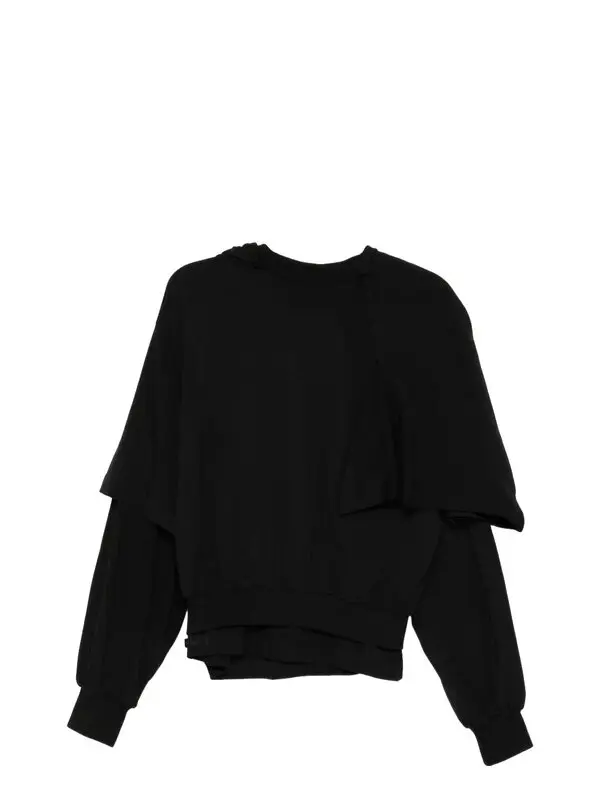 ALAINPAUL Ruffled Hanging Hoodie - Black