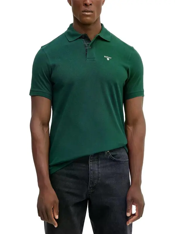 Barbour Tartan Pique Checked-trim Polo Shirt - Green
