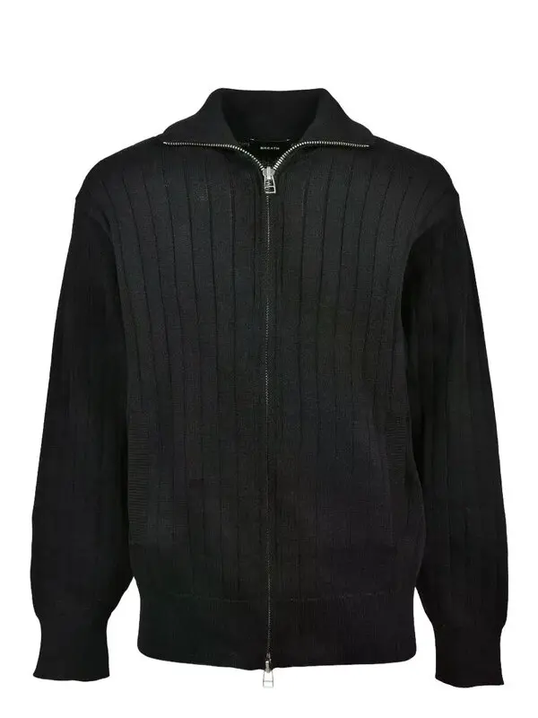 BREATH Drivers Ribbed-knit Zip-up Cardigan - Black