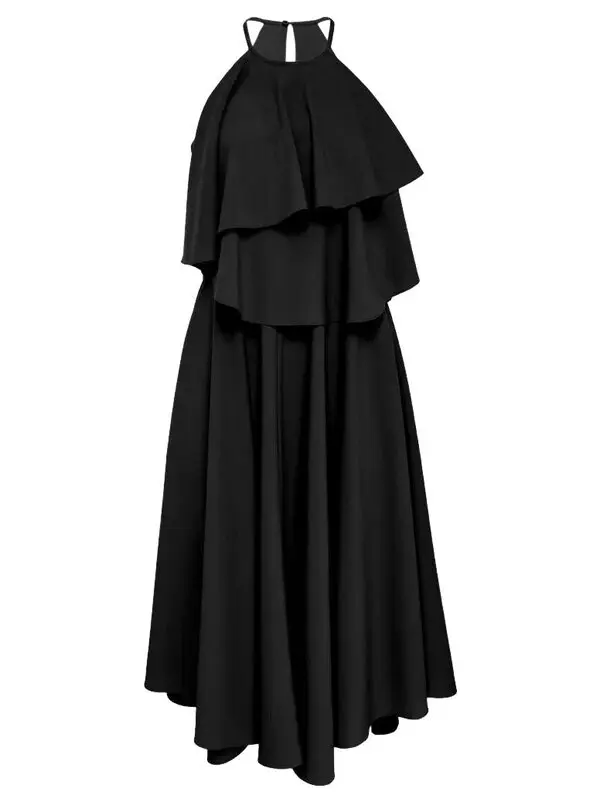 CLUB21 COLLECTION Georgette Tiered-ruffle Dress - Black