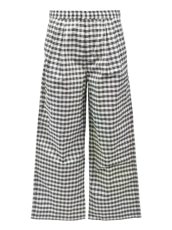 BREATH Script Logo Check-pattern Wide-leg Trousers - White