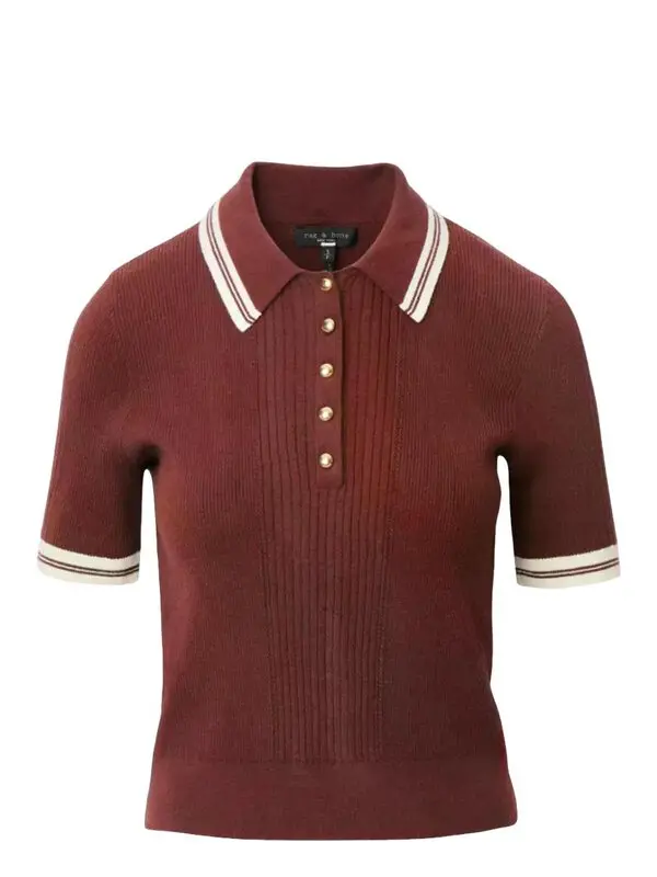 Rag & Bone Laurie Tipped Polo Shirt - Brown