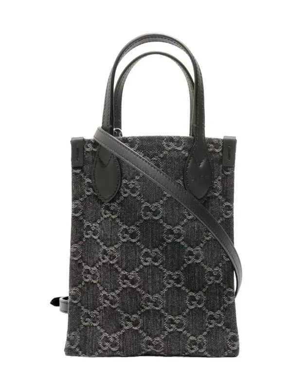 Gucci Gg Denim Shoulder Bag - Black