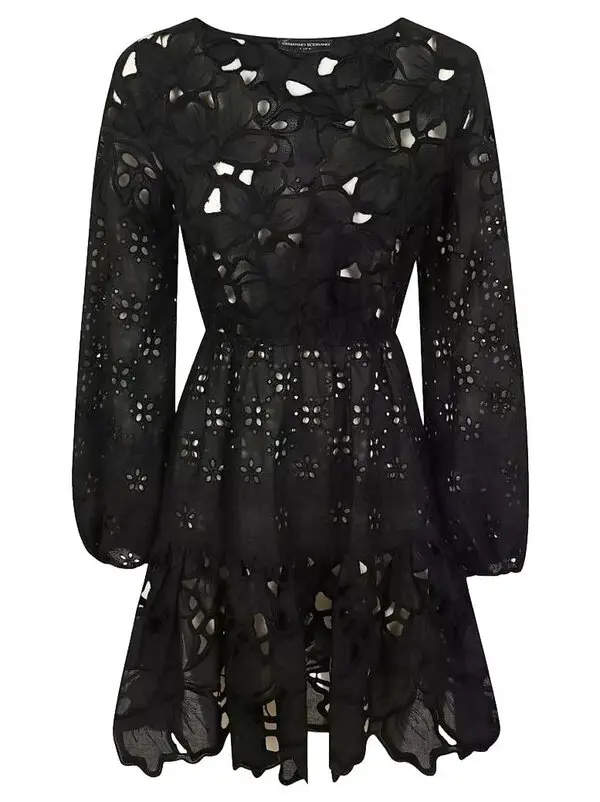 Ermanno Scervino Broderie-anglaise Tiered Dress - Black