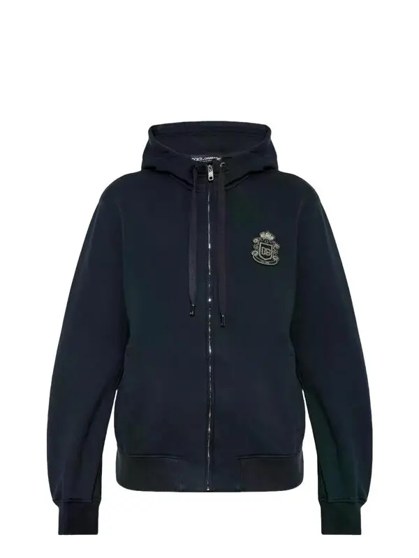 Dolce & Gabbana Logo-patch Zip-up Hoodie - Blue