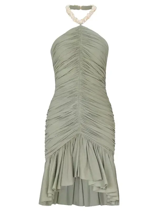 Balmain Draped Mini Dress - Green