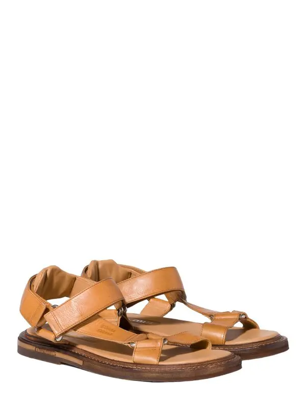 Miu Miu Leather Sandals - Honey