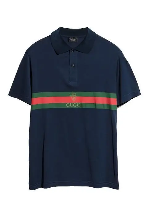 Gucci Cotton Jersey Polo Shirt With Web - Blue