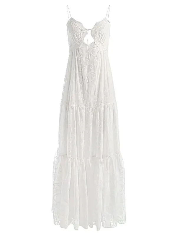 Alice + Olivia Nicky Paisley-embroidered Maxi Dress - White