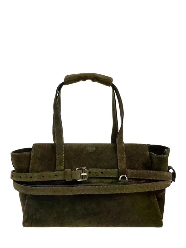 Moschino Suede Leather Tote Bag - Green