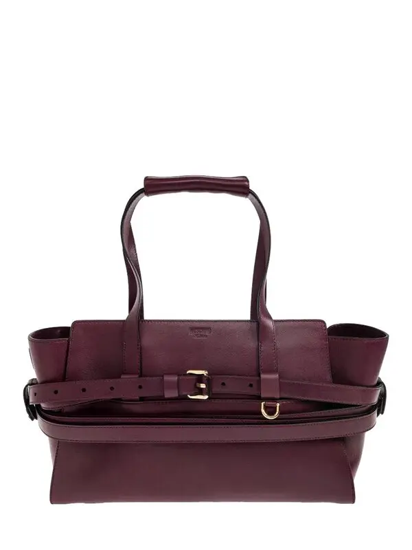 Moschino Buckle-detail Leather Tote Bag - Red