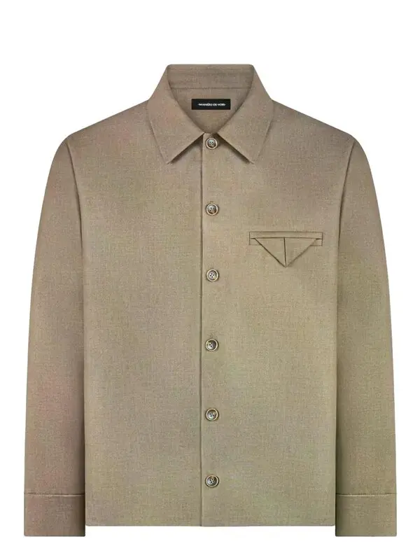 Manière De Voir Leo Hatched Tailored Long Sleeve Overshirt - Green