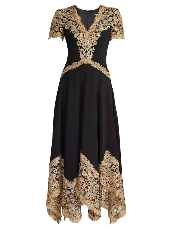 Tadashi Shoji Sequin-embellished Floral-lace Midi Dress - Black