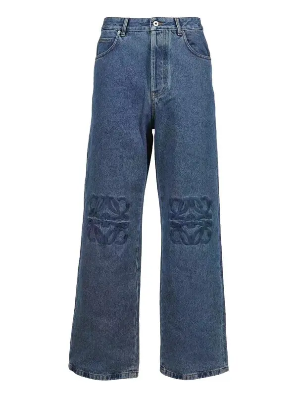 Loewe Logo-appliqué Wide Leg Jeans - Blue