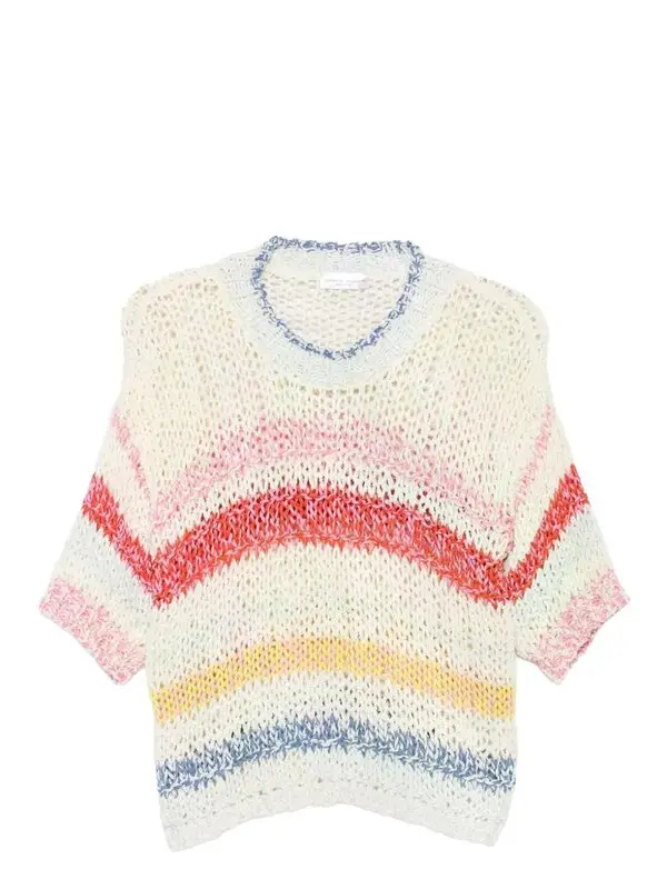 ROBERTO COLLINA Striped Open-knit Sweater - Neutrals