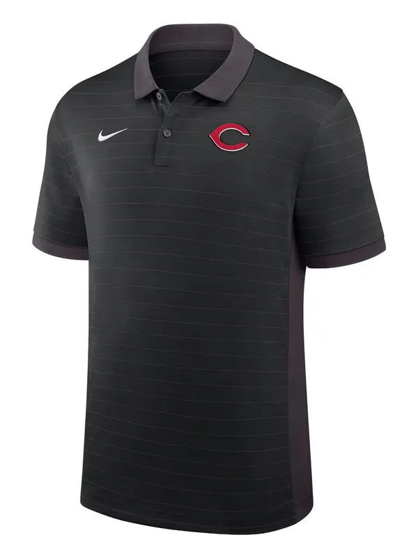Nike Cincinnati Reds Authentic Collection Striped Victory Dri-fit Mlb Polo - Black