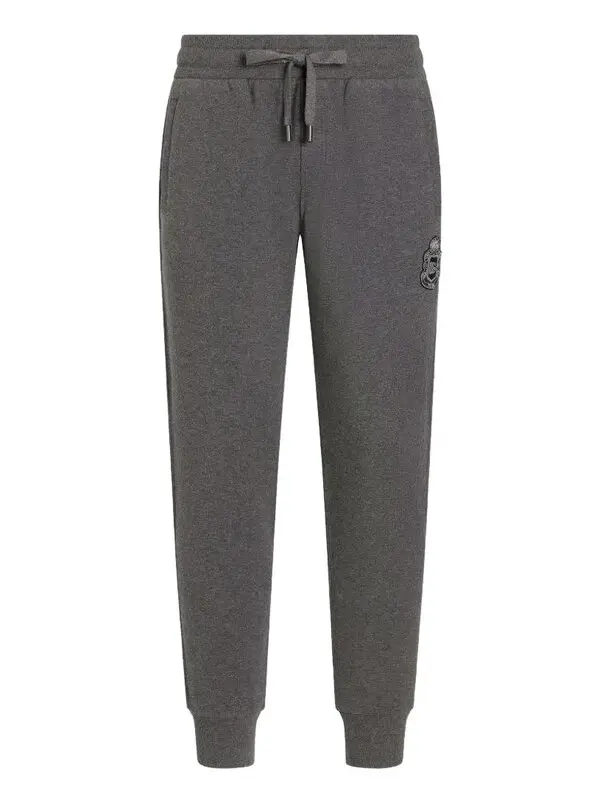 Dolce & Gabbana Jersey Trousers With Heraldic Patch - Grey