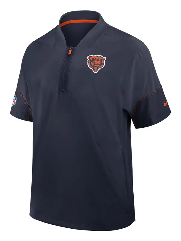 Nike Chicago Bears Sideline Coach Nfl 1/2-zip Short-sleeve Hooded Jacket - Blue