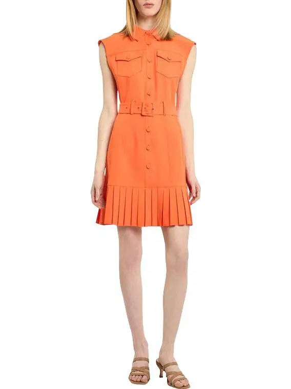 Cinq À Sept Doreen Belted Shirtdress - Bright Clementine