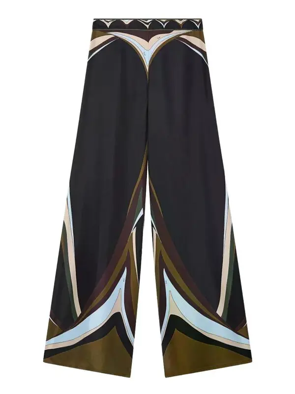 Emilio Pucci Fari Print Silk Twill Wide-leg Trousers - Black
