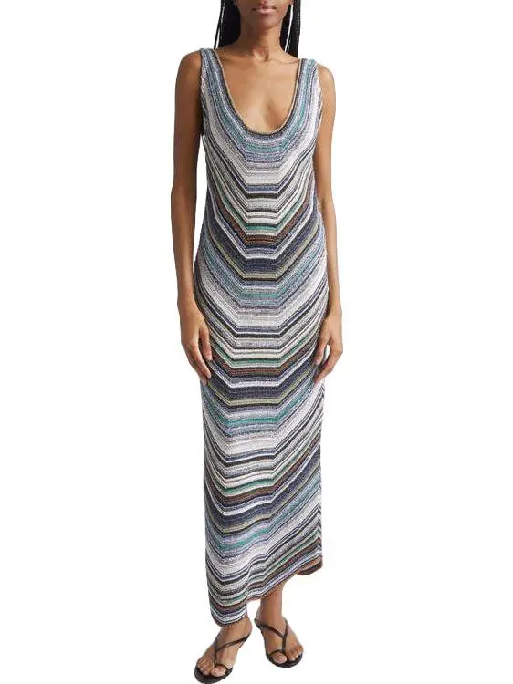 Missoni Metallic Chevron Stripe Sweater Dress - Smso4-multicolor Cold Tones