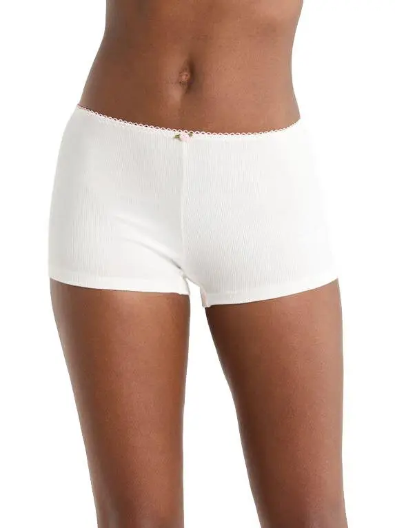 KILO BRAVA Ribbed Lounge Shorts - White