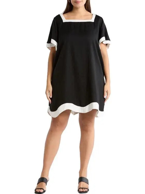 SUGARLIPS Gizelle Scallop Shift Minidress - Black