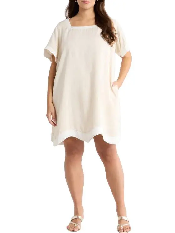 SUGARLIPS Gizelle Scallop Shift Minidress - Natural