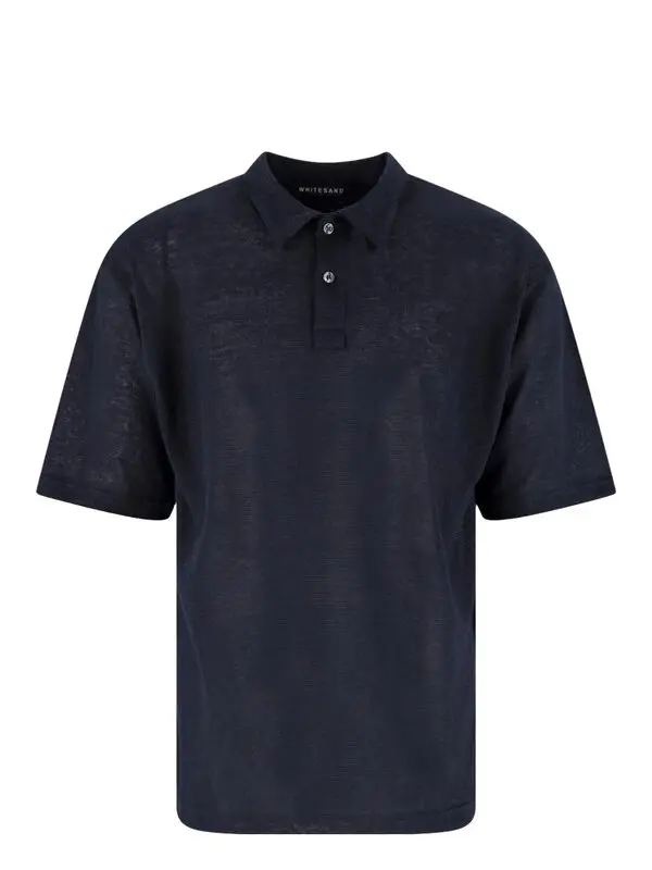WHITE SAND Linen Blend Polo - Blue