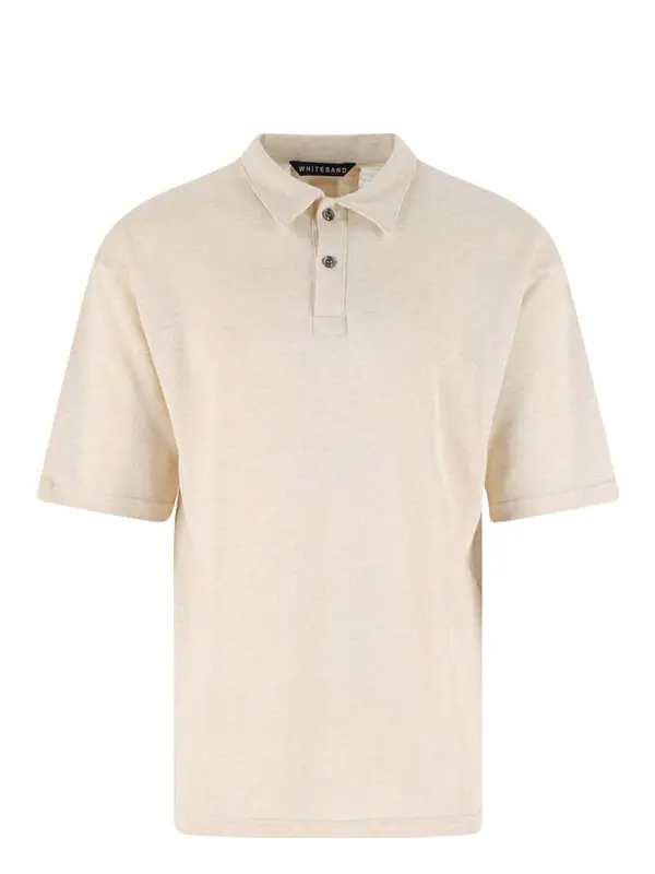 WHITE SAND Linen Blend Polo - Cream