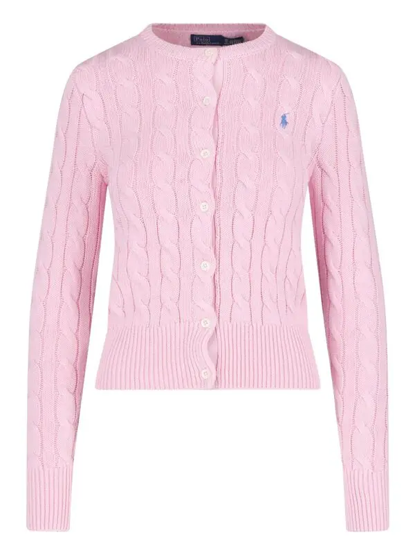 Polo Ralph Lauren Logo Cable Knit Cardigan - Pink