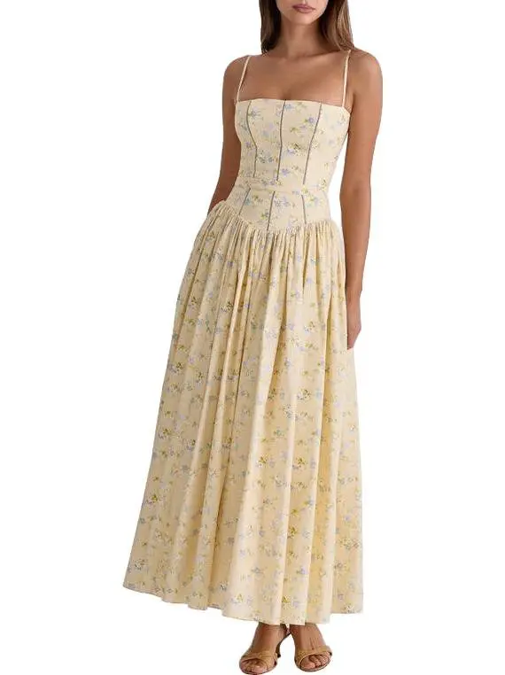 House Of Cb Ysabella Floral Maxi Sundress - Lemon Floral