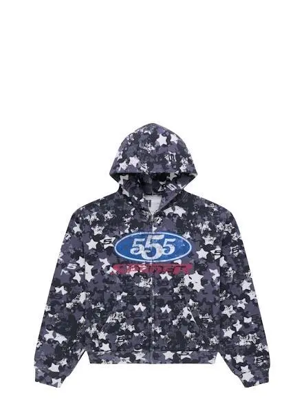 SP5DER R5cing Zip Hoodie - Blue Camo