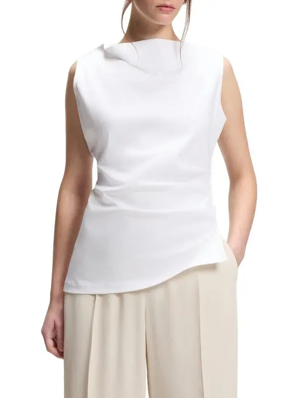 BOSS Emiaka Sleeveless Cowl Neck Top - Bright White