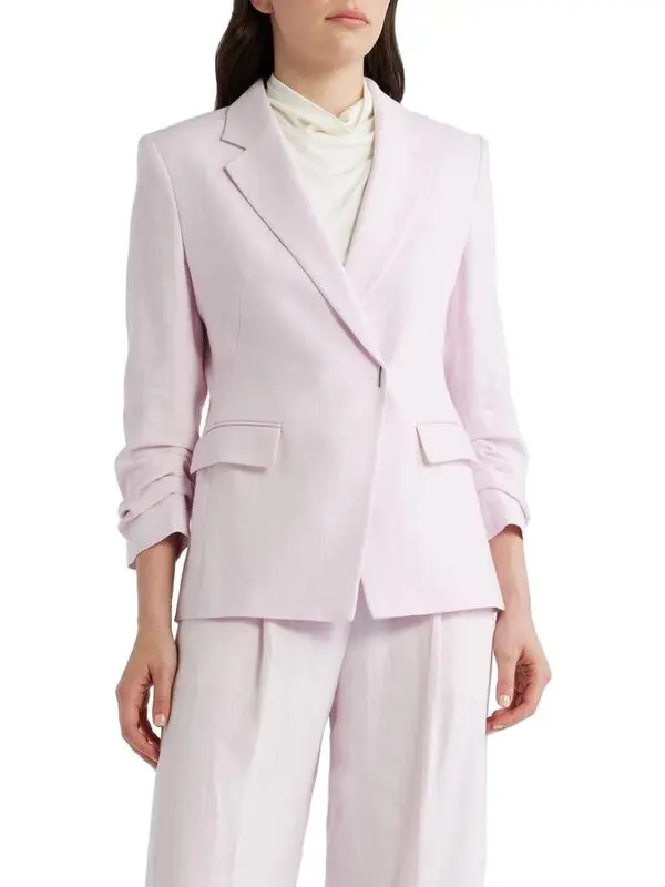 BOSS Jia Slim-fit Linen-blend Double-breasted Blazer - Ocean Rose