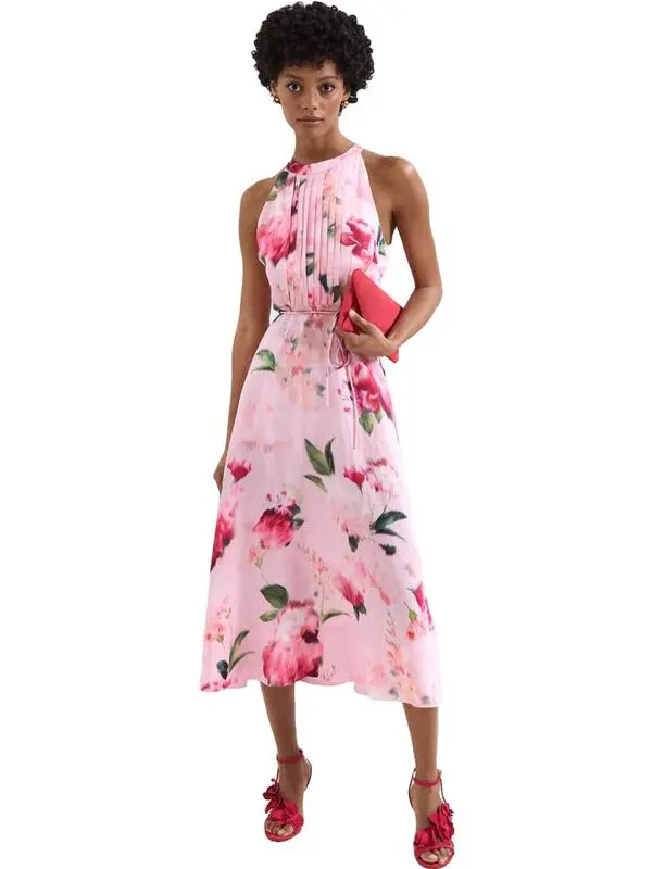 PHASE EIGHT Bethany Halter Midi Dress - Pink