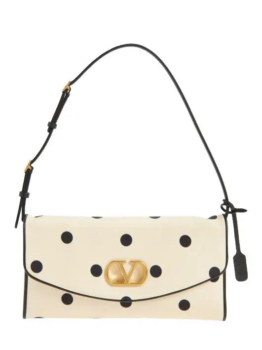 Valentino Garavani Devain Polka Dot Silk Clutch - Butter