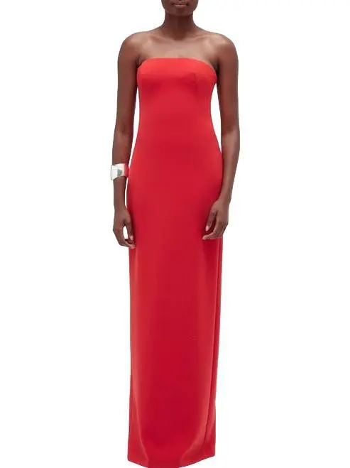 Amsale Stretch Crepe Column Gown - Persimmon